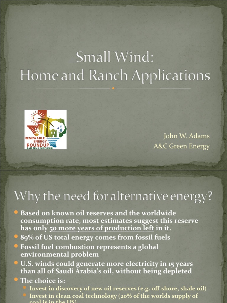 John W. Adams A&C Green Energy | PDF | Wind Power | Sustainable Energy