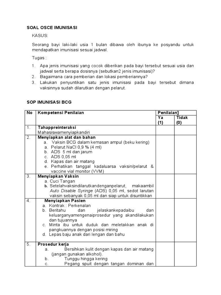 Soal Osce Dan Sop Belajar | PDF
