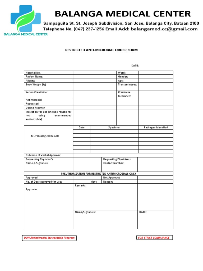Restricted Antimicrobial Order Form | PDF