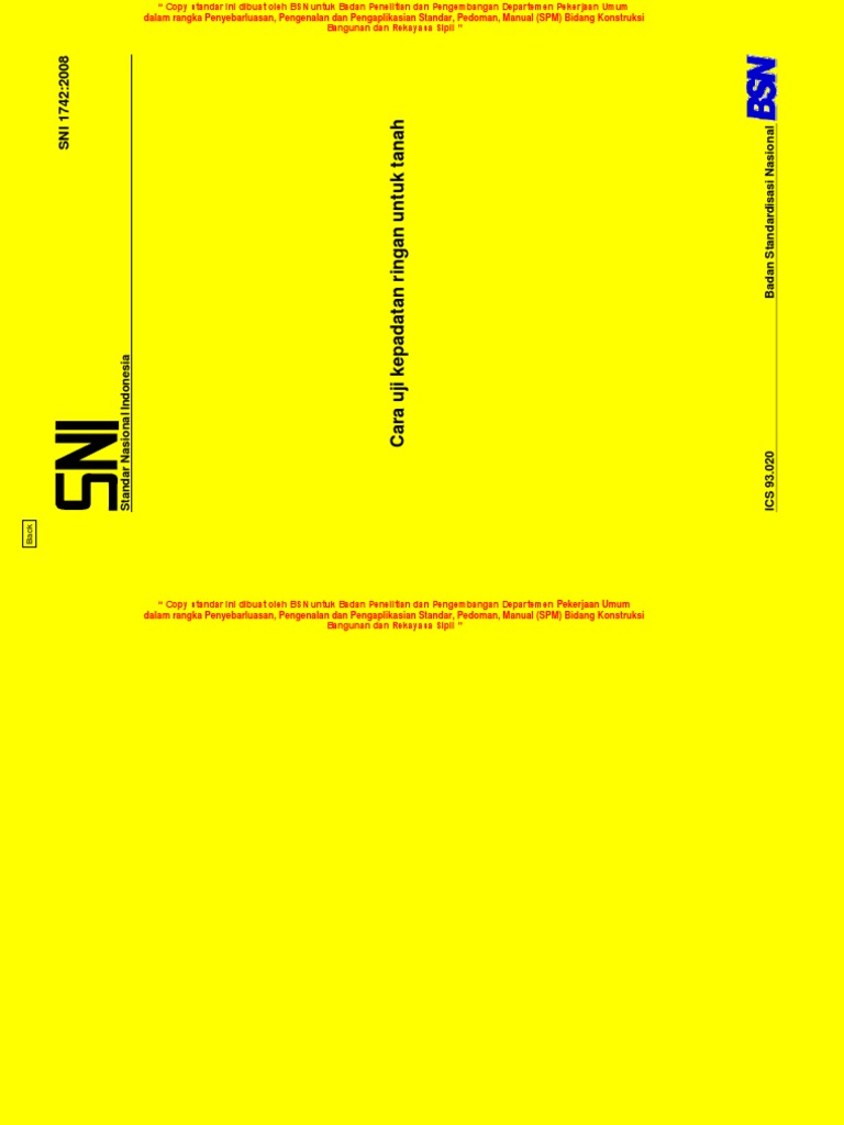 SNI 1742 2008 Compaction Test | PDF