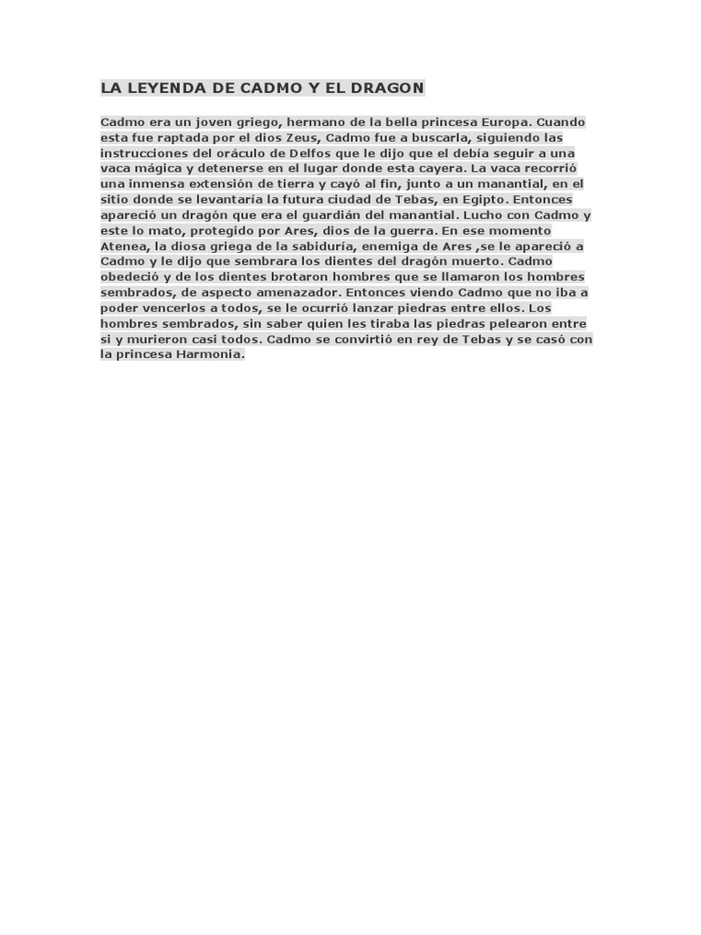 Cadmo y El Dragón | PDF
