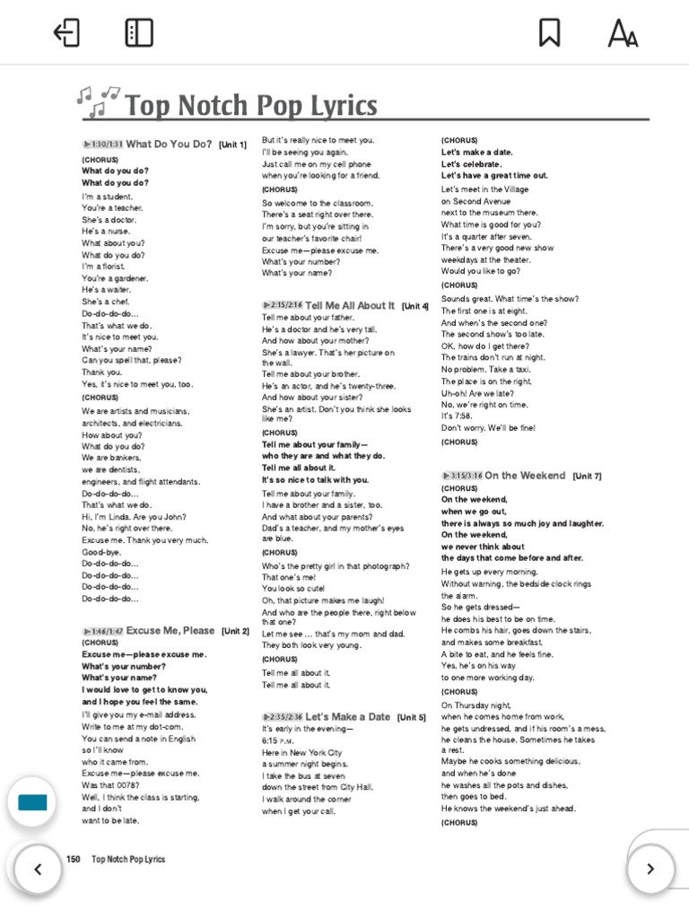 Top Notch Pop Song Lyrics Overview | PDF
