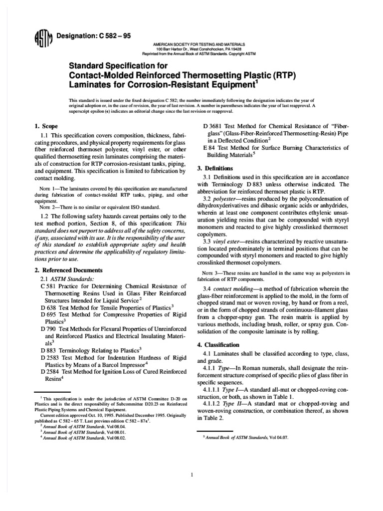 Astm C 582 | PDF | Fiberglass | Materials