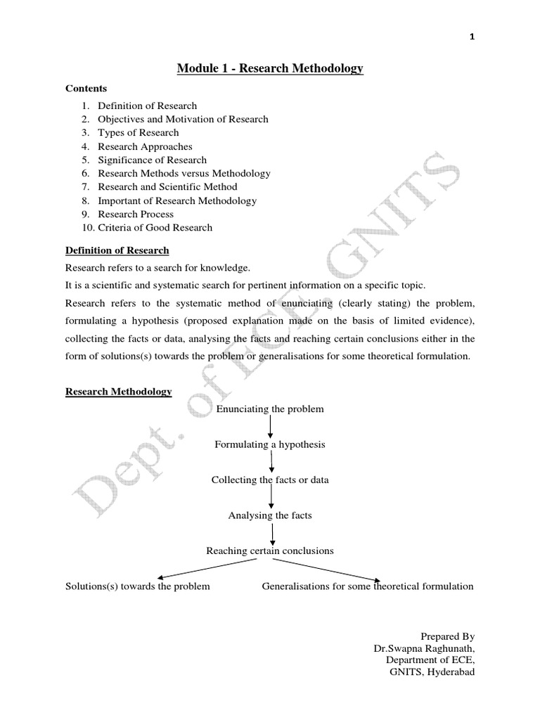 Module 1 - Research Methodology | PDF | Sampling (Statistics) | Hypothesis