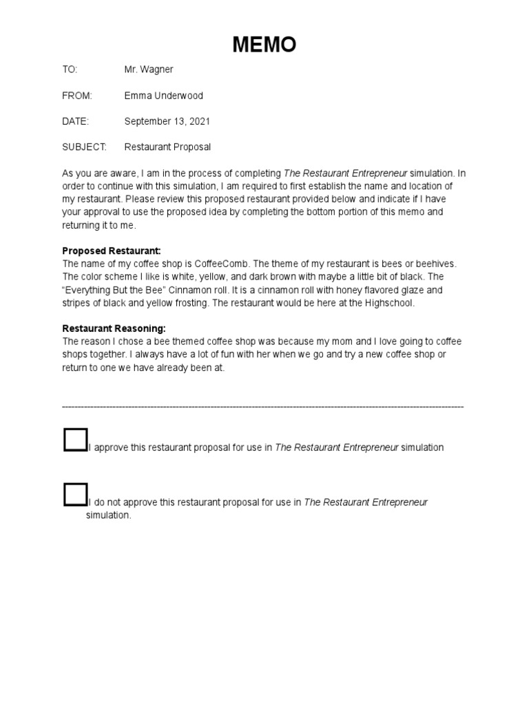 CoffeeComb Restaurant Proposal | PDF