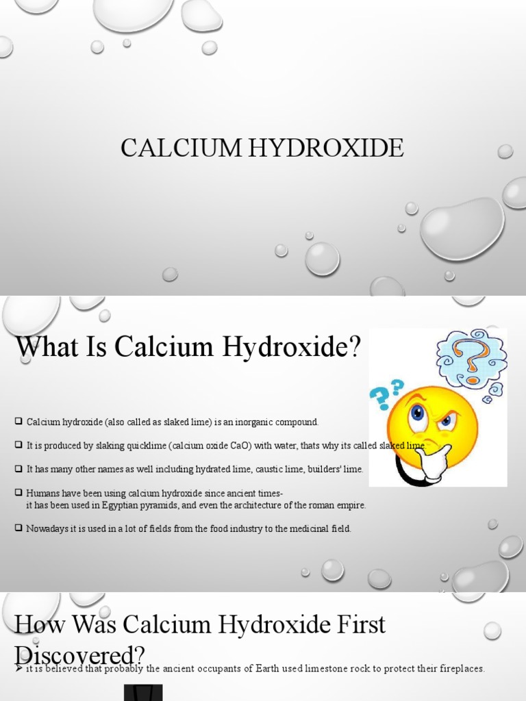 Calcium Hydroxide | PDF | Metallic Elements | Sets Of Chemical Elements