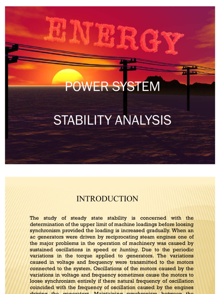 Power System Stability | PDF | Electric Motor | Electric Power System