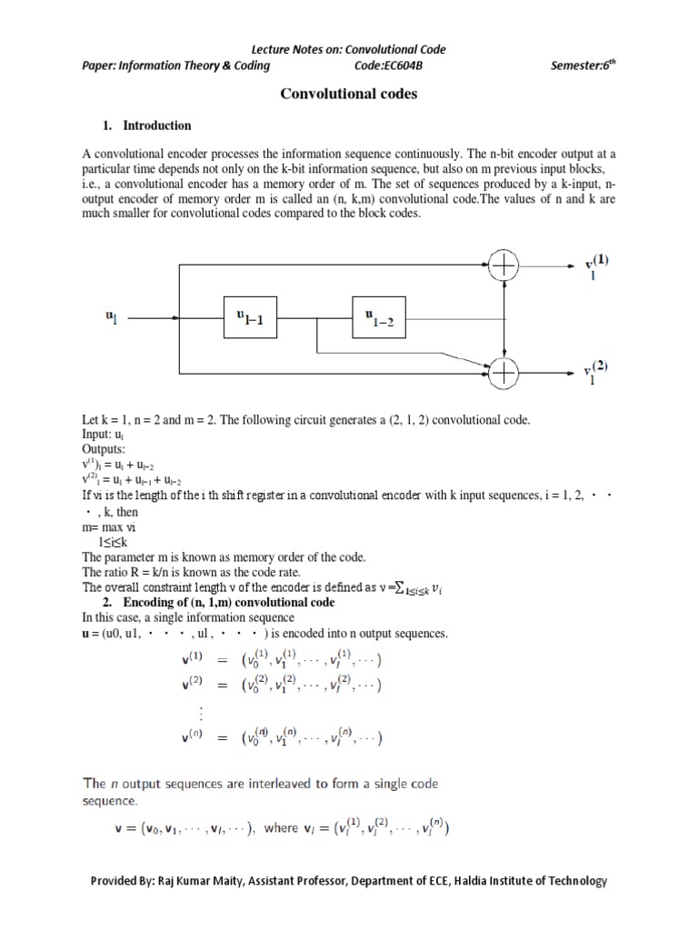 Convolutional Codes706760093 | PDF | Matrix (Mathematics) | Information Age