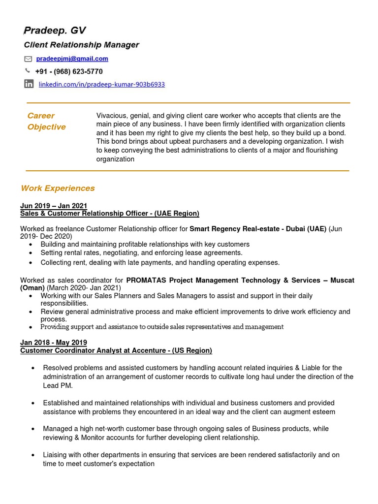 Resume - Pradeep Kumar | PDF | Sales | Business