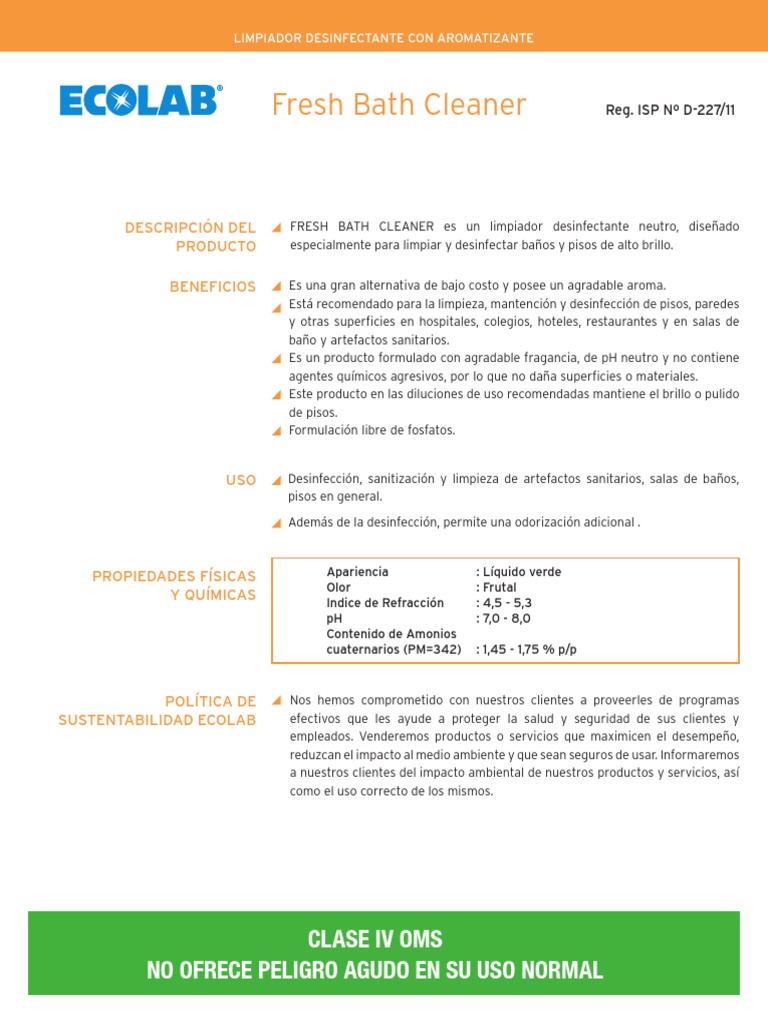 Fresh Bath Cleaner - FT | PDF | Agua | Especialidades Medicas