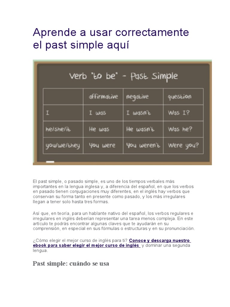 Aprende A Usar Correctamente El Past Simple Aquí | PDF | Oración ...