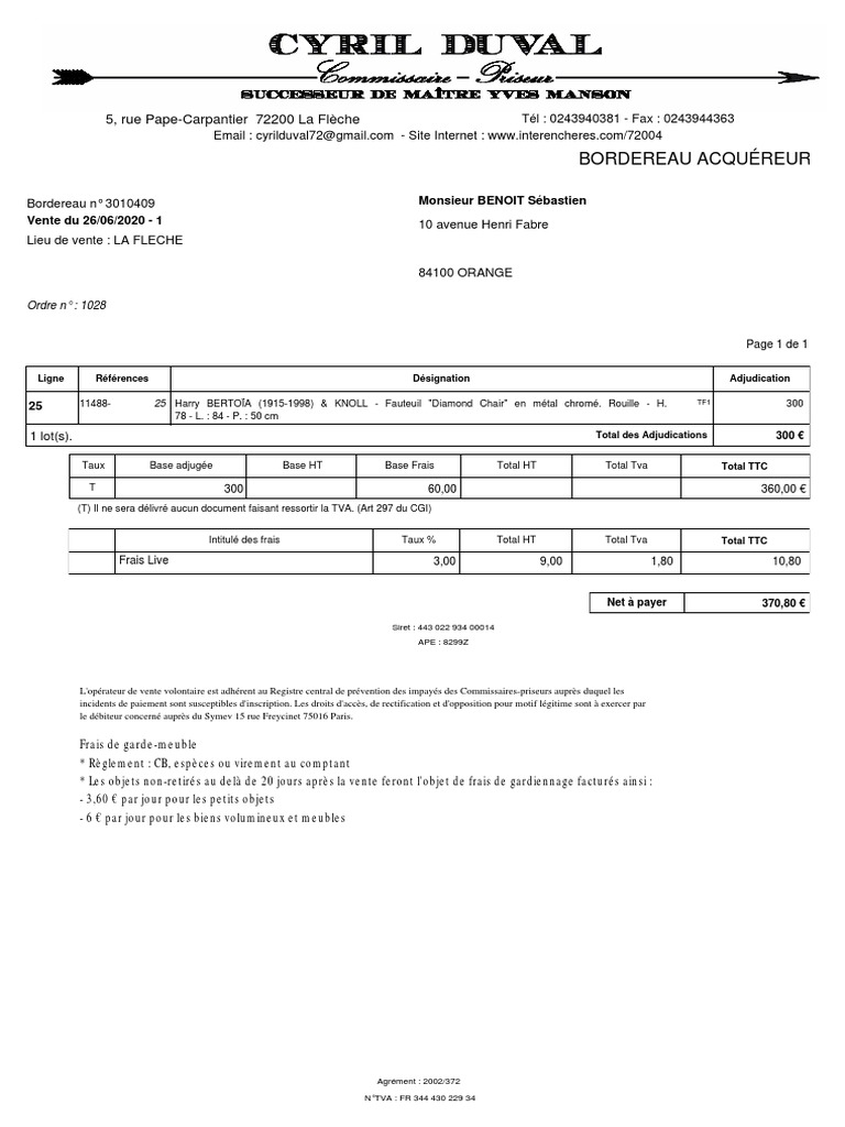 Bordereau 3010409 | PDF