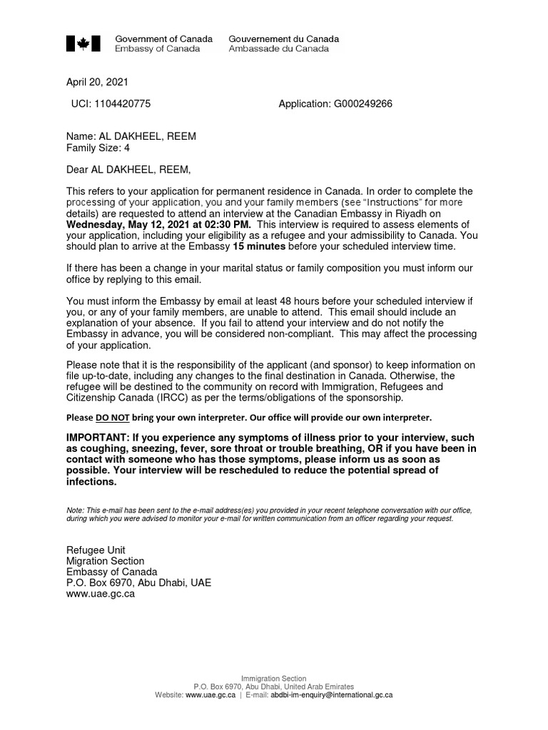 G000249266 Interview Letter | PDF | Identity Document | Government And ...