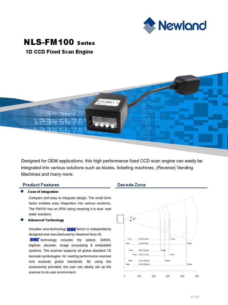 FM100 Datasheet - English - Ver. 2012 | PDF | Image Scanner | Barcode
