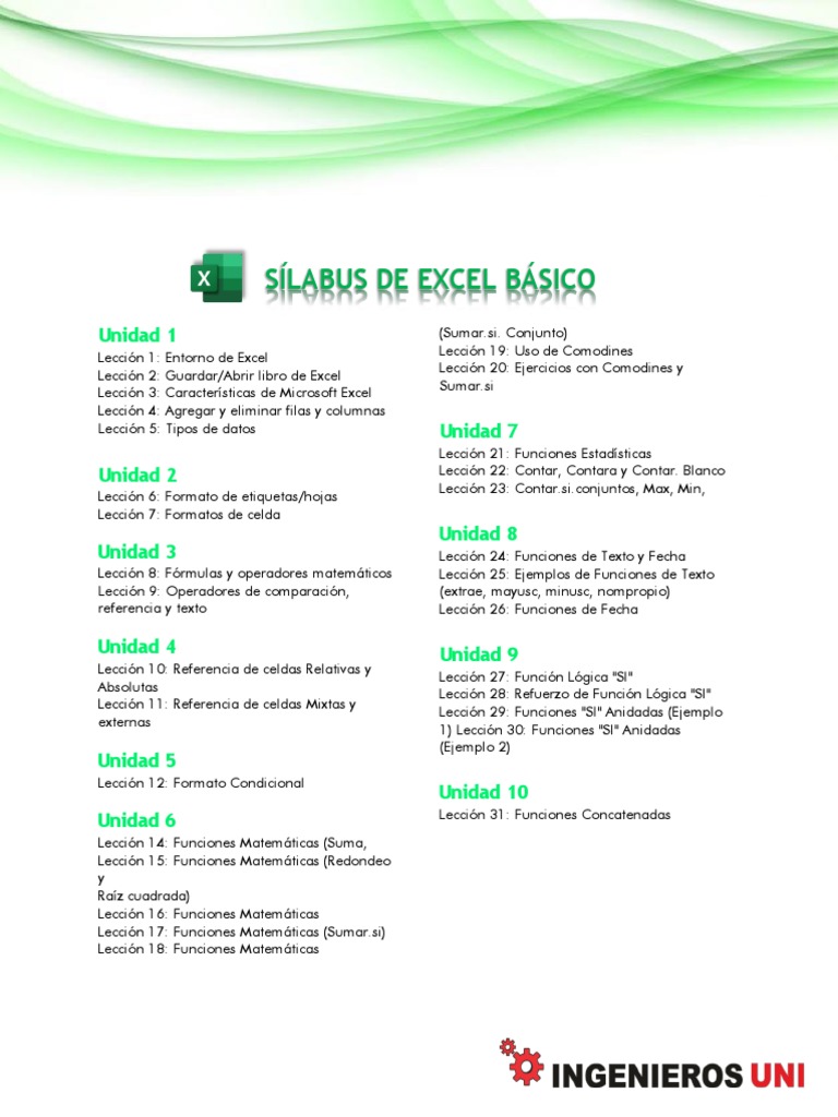 Syllabus EXCEL | PDF | Microsoft Excel | Ingeniería Informática