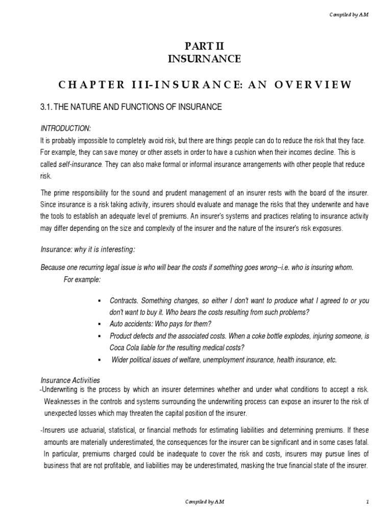 Insurnance Chapter Iii-Insurance: An Overview: 3.1. The Nature and ...