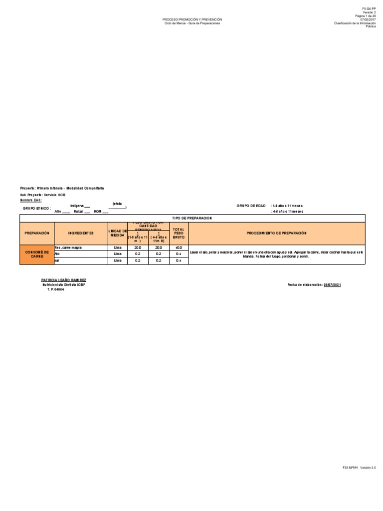 F5.G6.PP Formato Guia de Preparaciones v2 | PDF | Arroz | Cocinando