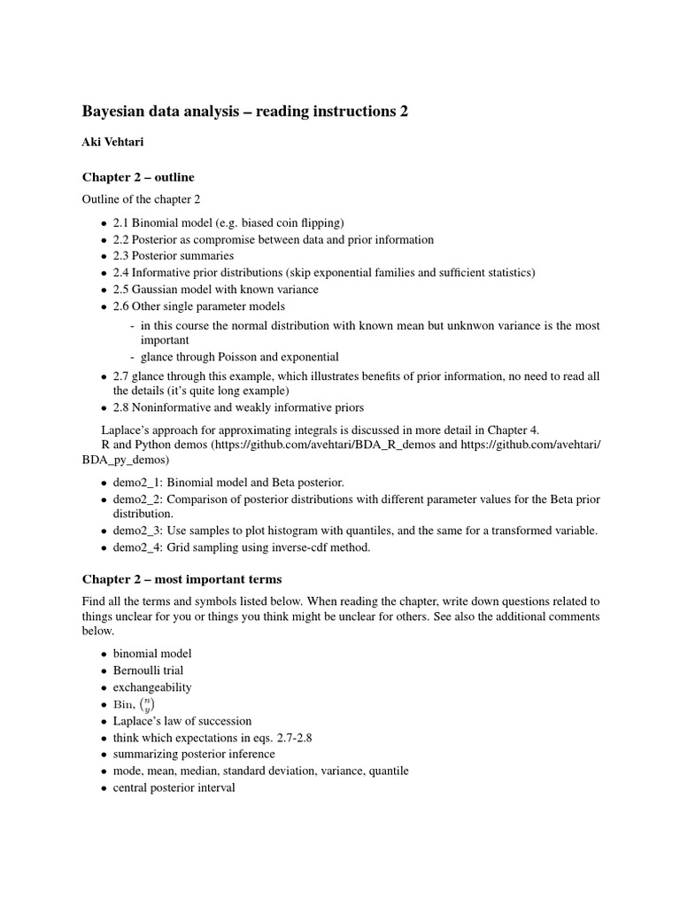 BDA Notes | PDF | Normal Distribution | Bayesian Inference