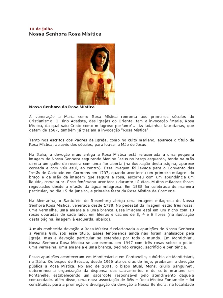 rosa mística | PDF | Rosário | Maria, mãe de Jesus