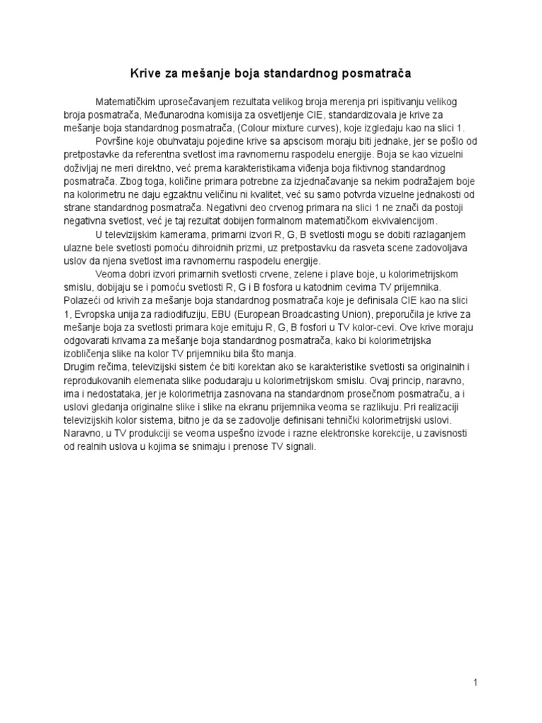 15 Krive Za Mešanje Boja Standardnog Posmatrača | PDF