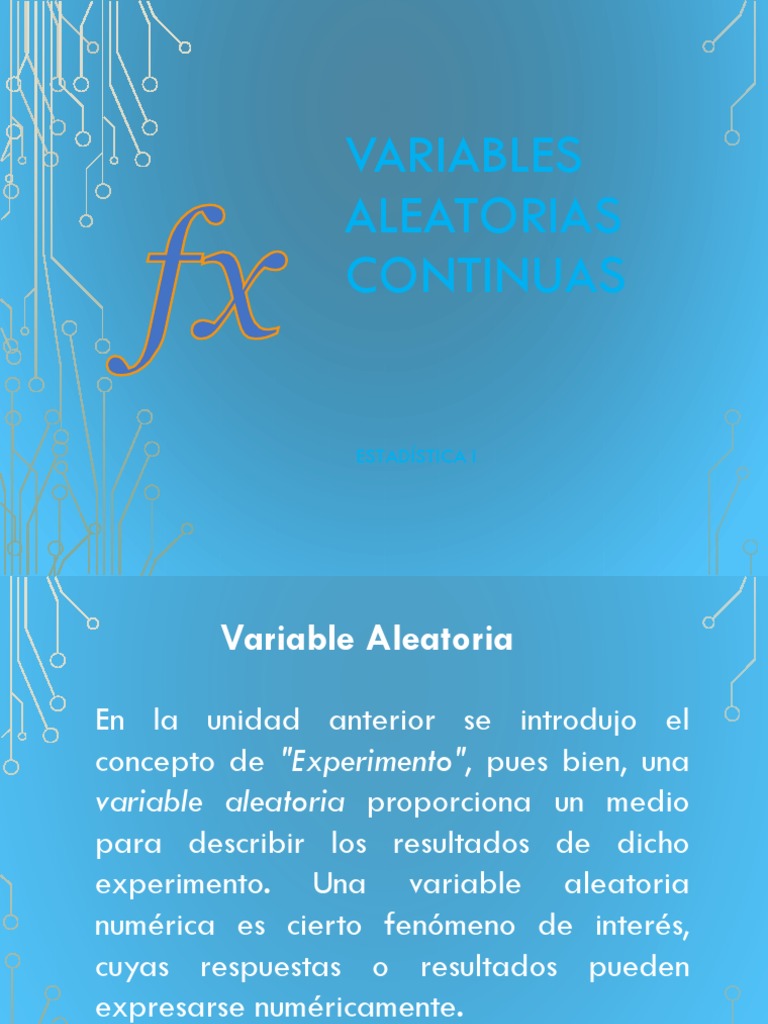 Variables A Continuas | PDF | Teoría de probabilidad | Variable aleatoria