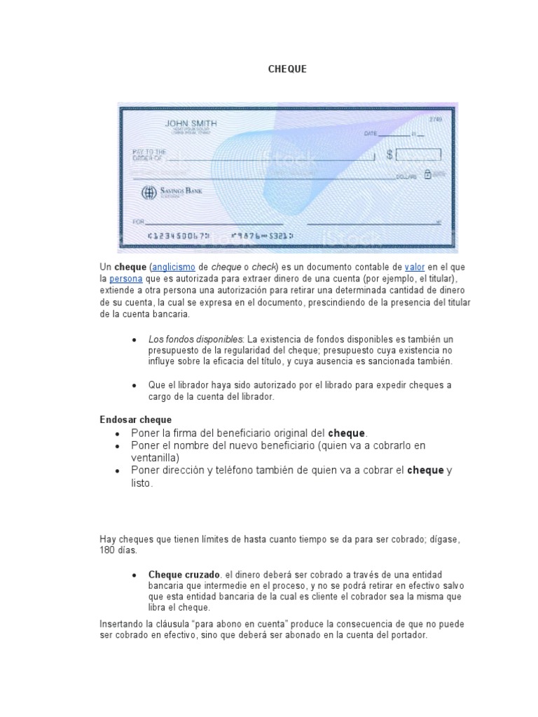 CHEQUE | PDF | Cheque | Servicios financieros