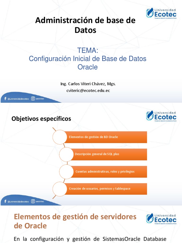 Configuración de Base de Datos Oracle | PDF | Bases de datos | SQL