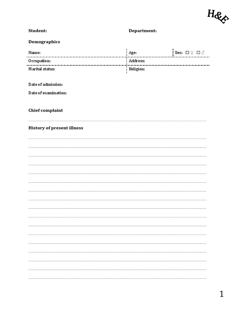 History and Physical Examination Template | PDF | Diseases And ...