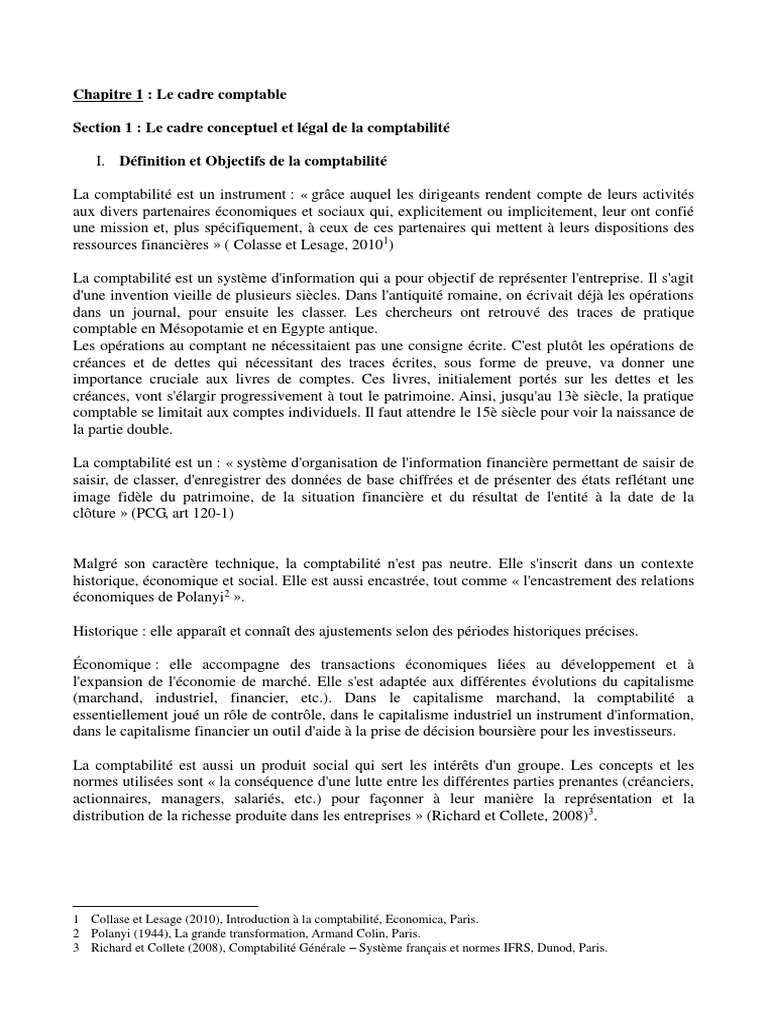 Chapitre 1 Le Cadre Comptable | PDF | Comptabilité | Normes internationales d'information financière