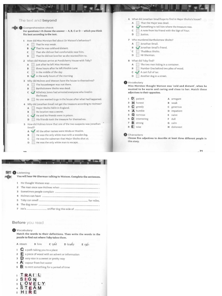 The Sign of Four Chapter 6 Exercises With Answers | PDF