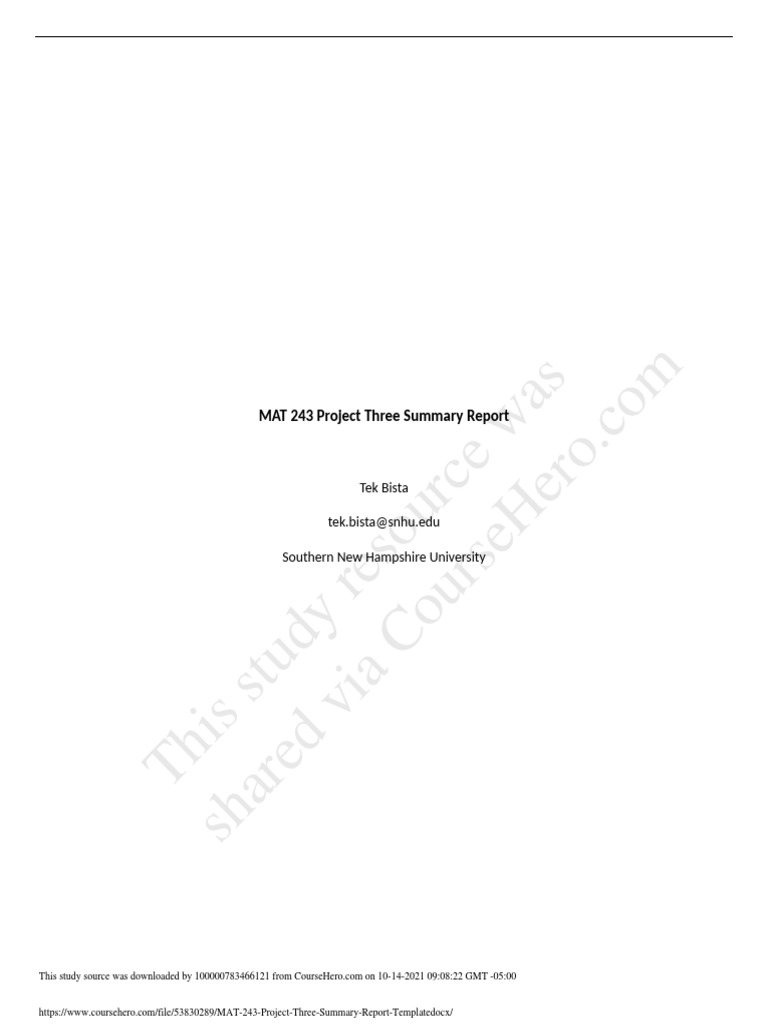 This Study Resource Was: MAT 243 Project Three Summary Report | PDF | P ...