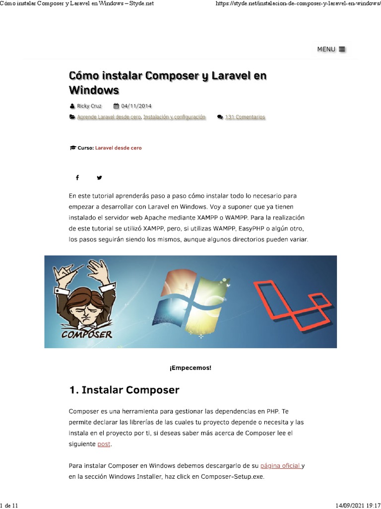 Cómo Instalar Composer y Laravel en Windows - Styde | PDF