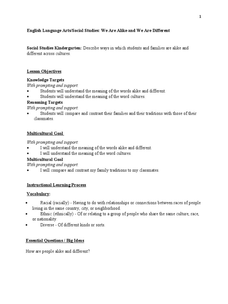 Multicultural Lesson Plan Artifact 2 | PDF | Multiculturalism | Learning