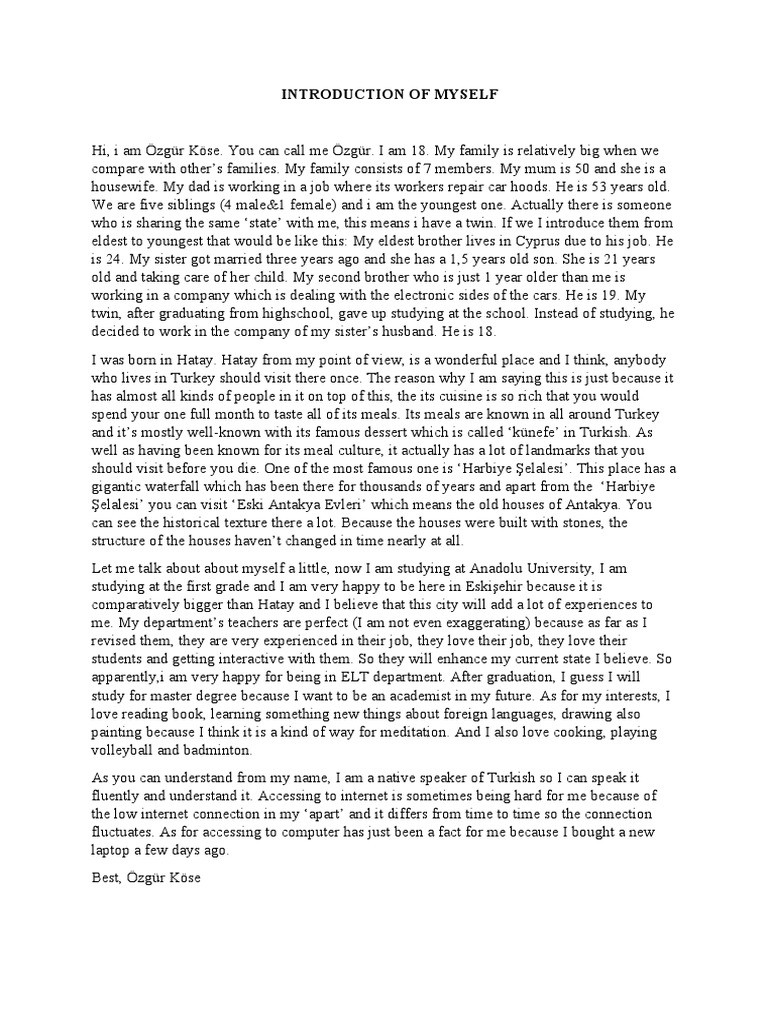 Introduction of Myself | PDF