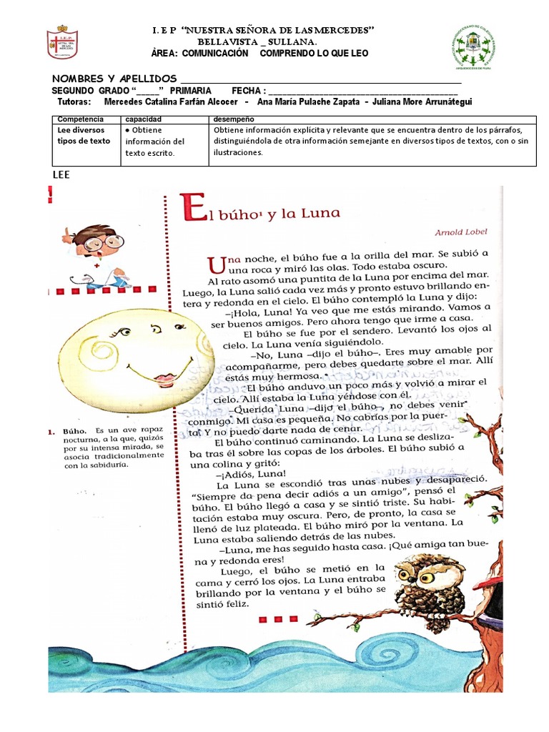 Cuentos del Búho y la Luna para Segundo Grado | PDF
