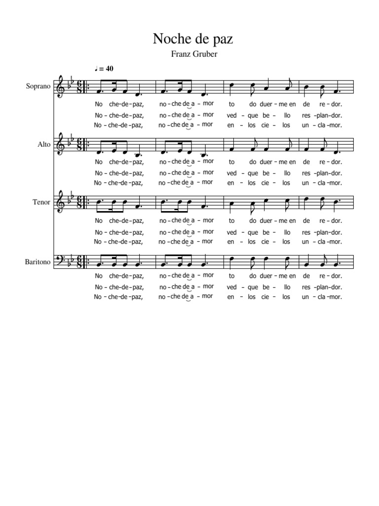 Noche de Paz Con Letra | PDF | Villancicos