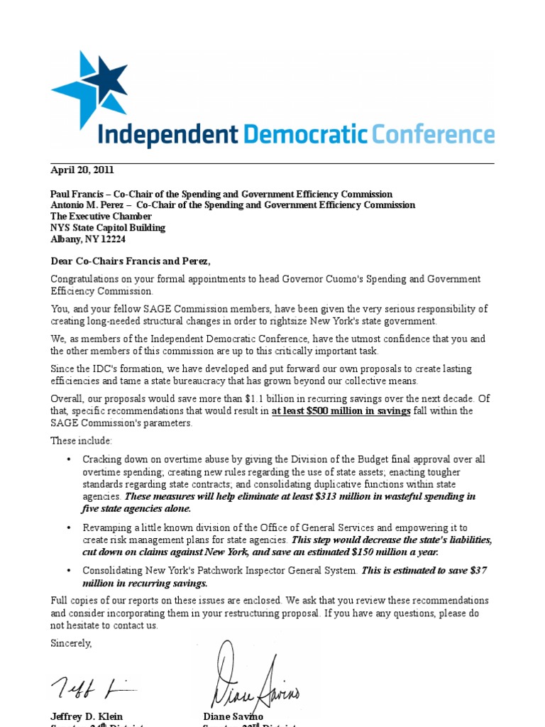 Idc Sage Letter | PDF | Politics Of The United States | American Government