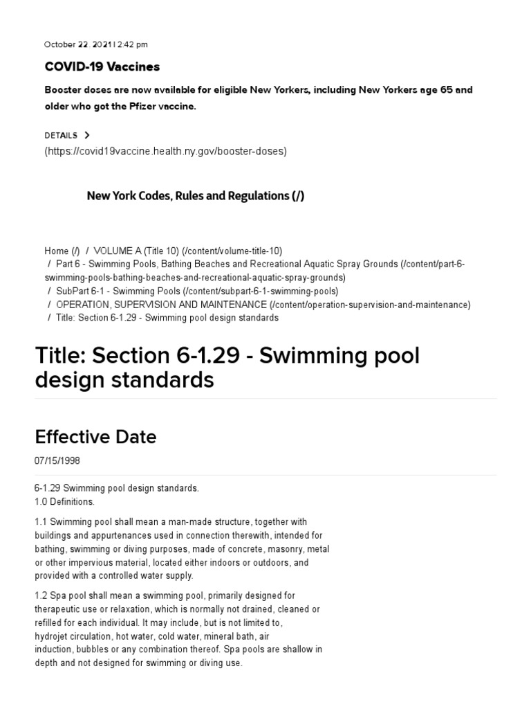 Title - Section 6-1.29 - Swimming Pool Design Standards - New York ...