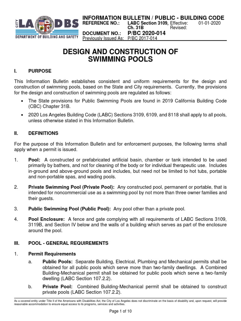 LA Swimming Pool Design Guidelines | PDF | Swimming Pool | Storm Drain