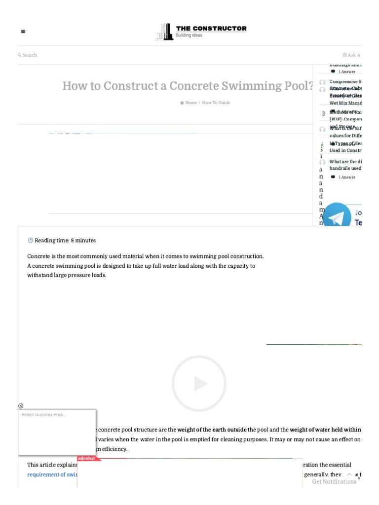 How To Construct A Concrete Swimming Pool - (PDF) - The Constructor ...