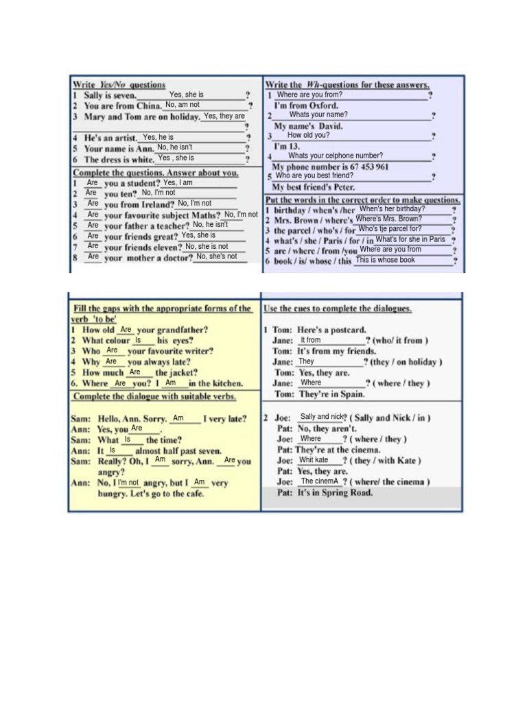 Verb To Be Questions + | PDF