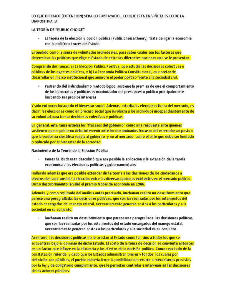 Teoría de la Elección Pública: Fundamentos | PDF | Elección pública ...