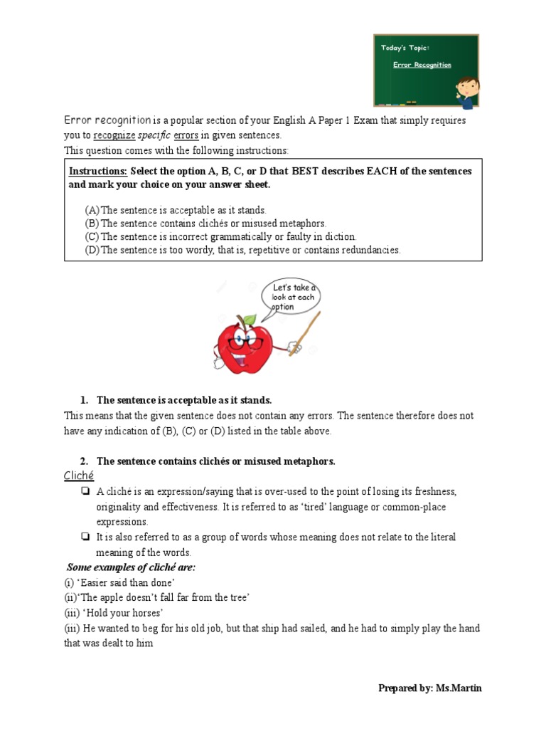 Error Recognition English | PDF