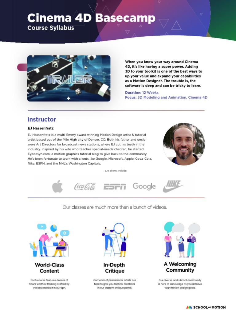 Cinema 4D Basecamp: Course Syllabus | PDF | 3 D Computer Graphics | Computing