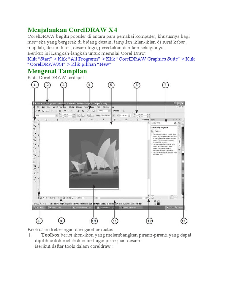 Menjalankan CorelDRAW X4 | PDF