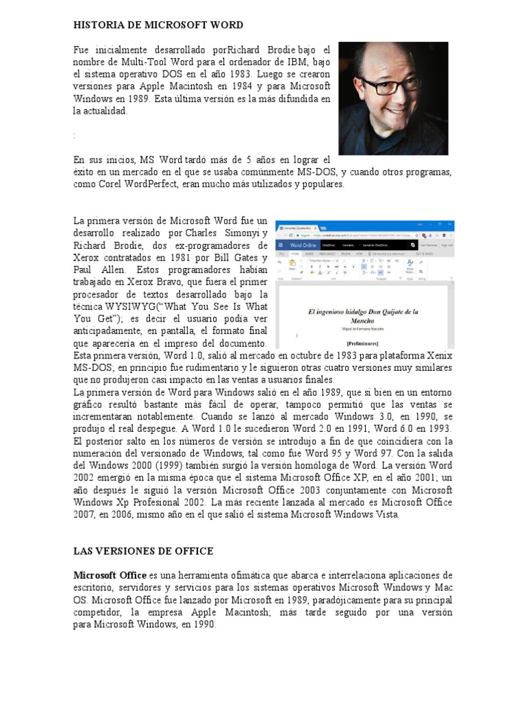 Historia de Microsoft Word | PDF | Microsoft Word | Microsoft Office