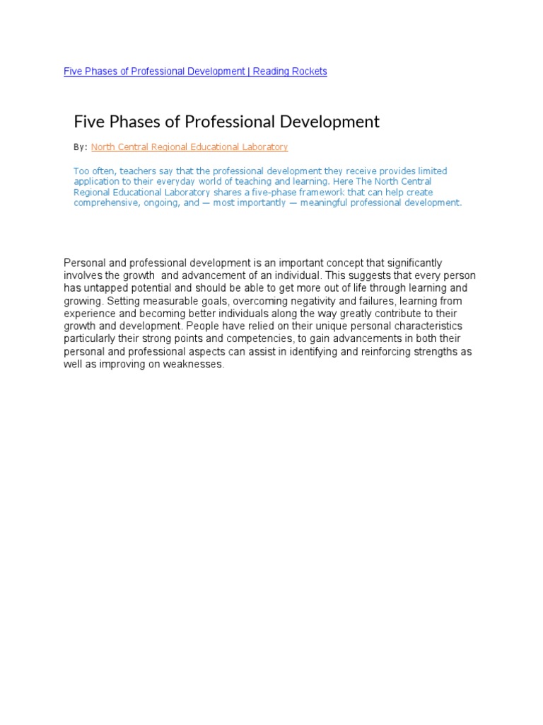 Five Phases of Teacher Development | PDF