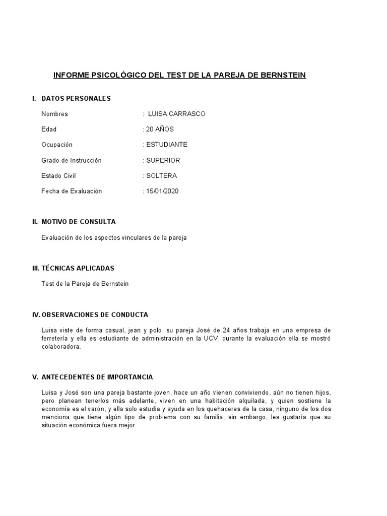 Evaluación del Test de Bernstein | PDF | Ciencias del comportamiento ...