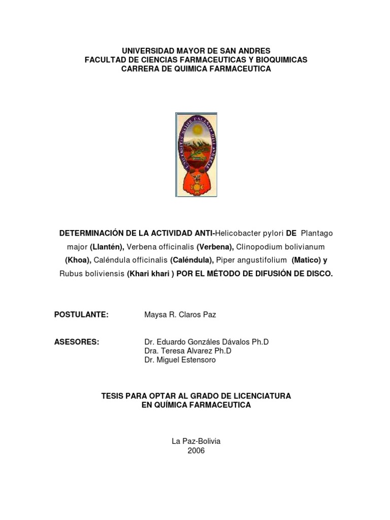 Verbena Tesis Umsa | PDF | Medicina CLINICA | Especialidades Medicas