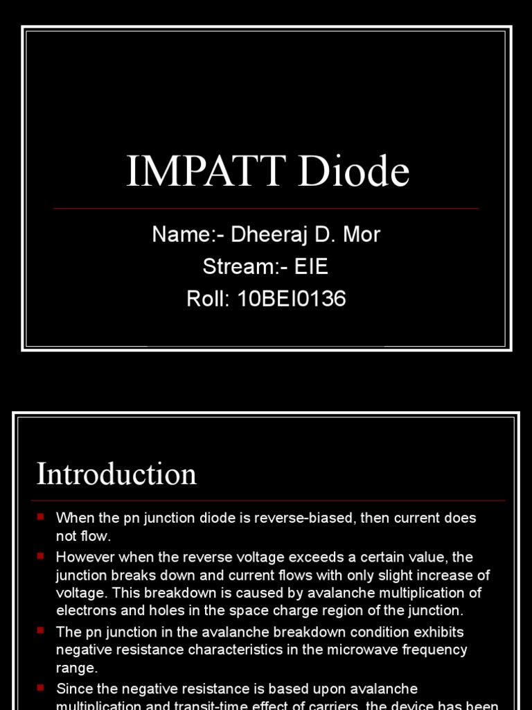 Impatt Diode Seminar........ | PDF | P–N Junction | Condensed Matter Physics